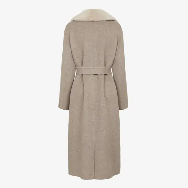Fendi Cashmere Double Cloth Coat With Mink Collar
