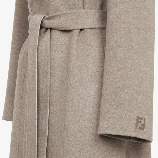 Fendi Cashmere Double Cloth Coat With Mink Collar