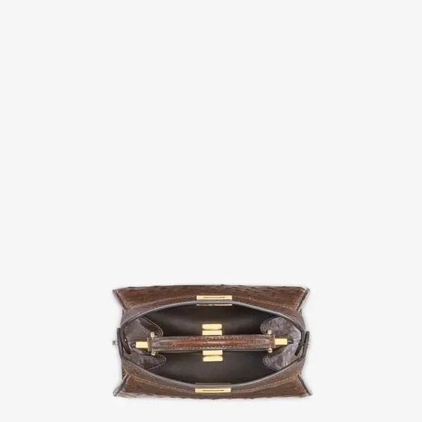 Fendi Peekaboo Iseeu Petite Ostrich Leather Handheld Bag - Brown