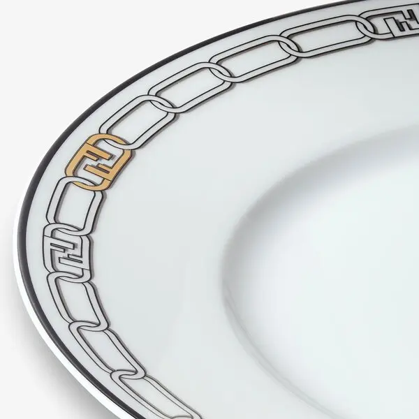 Fendi Set Of Two O'lock Chain Motif Dinner Plates