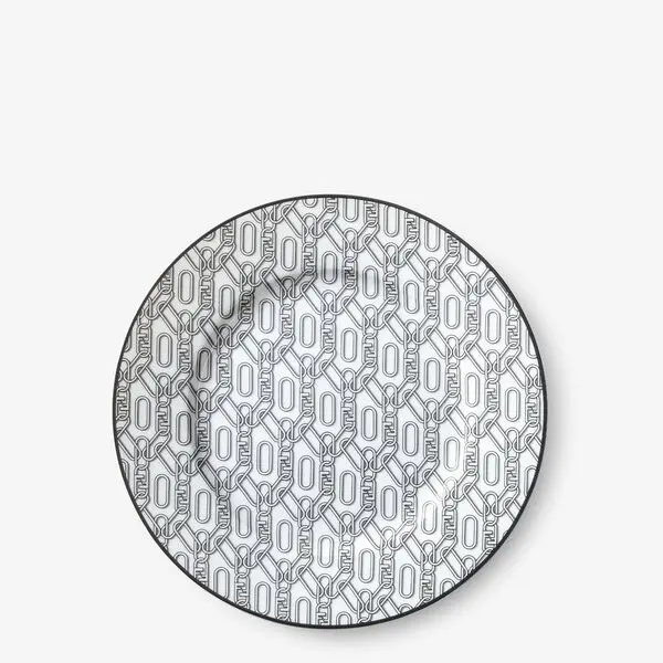 Fendi Set Of Two O'lock Chain Porcelain Plates - White