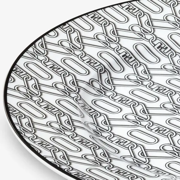 Fendi Set Of Two O'lock Chain Porcelain Plates