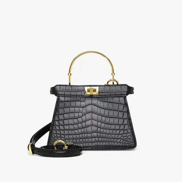 Fendi Peekaboo Iseeu Petite Crocodile Handbag With Crystal Handle