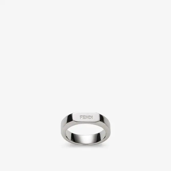 Fendi Ring With Engraved Logo - Silver