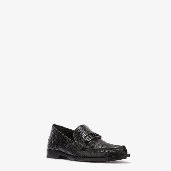 Fendi O'lock Loafers In Caiman Leather