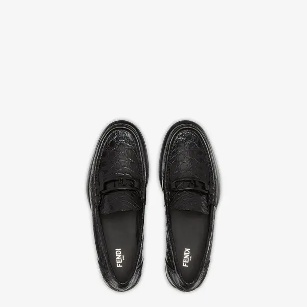 Fendi O'lock Loafers In Caiman Leather