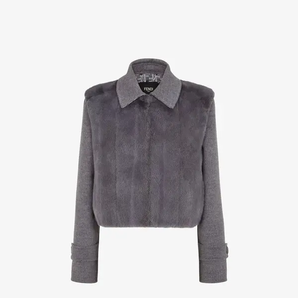 Fendi Wool And Mink Blouson Jacket - Grey