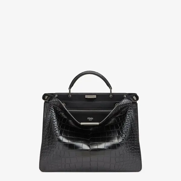Fendi Peekaboo Iseeu Medium Alligator Bag - Black