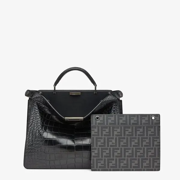 Fendi Peekaboo Iseeu Medium Alligator Bag - Black