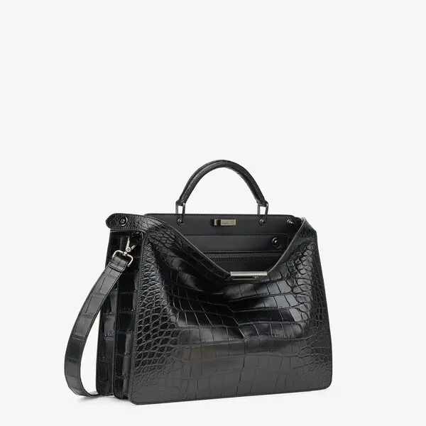 Fendi Peekaboo Iseeu Medium Alligator Bag - Black