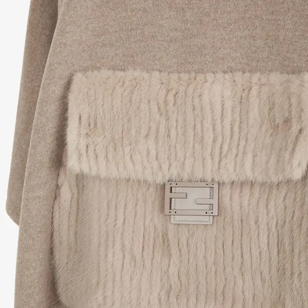Fendi Cashmere Poncho With Mink Pocket