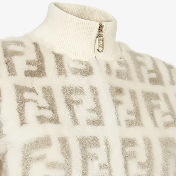Fendi Velvet And Viscose Knit Bomber Jacket With Ff Motif