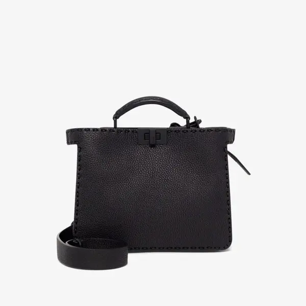 Fendi Peekaboo Iseeu Mini Bag In Cuoio Romano Leather - Black