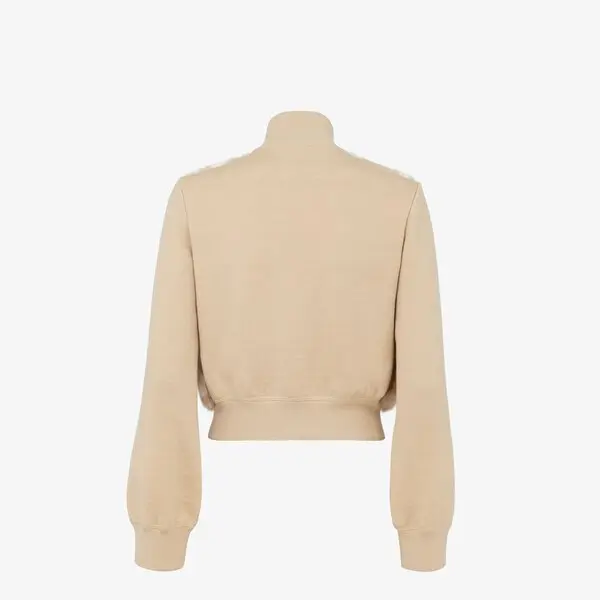 Fendi Fur Bomber Jacket With Inlaid Motif - Beige