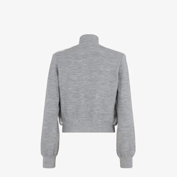 Fendi Mink Bomber Jacket With Mirror Motif - Grey
