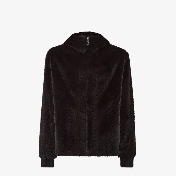 Fendi Micro-ff Laser-cut Mink Blouson Jacket - Black