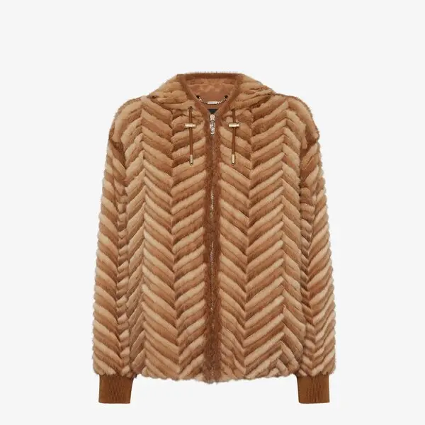 Fendi Mink Chevron Jacket - Brown