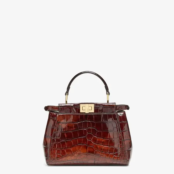 Fendi Peekaboo Mini Alligator Bag - Brown