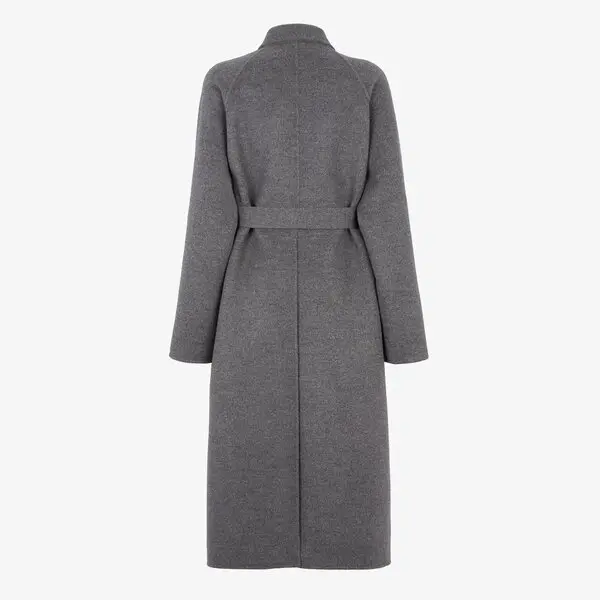 Fendi Midi Straight-cut Coat With Fur Pockets