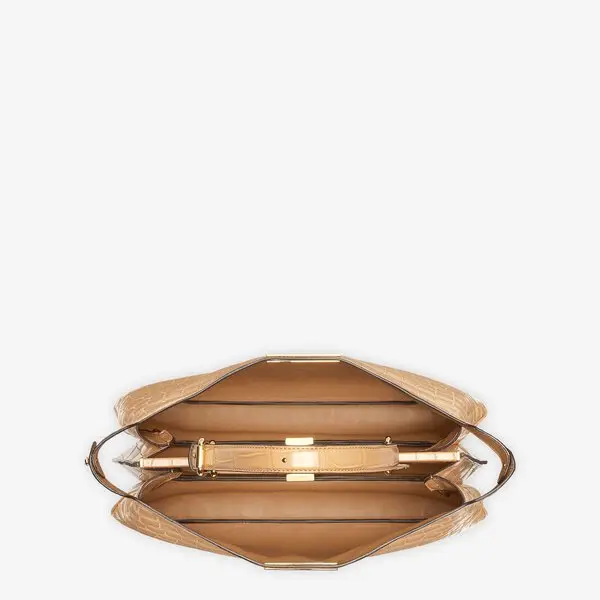 Fendi Peekaboo Soft Large Crocodile Bag - Beige