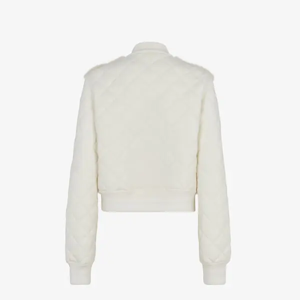 Fendi Creamy Quilted Bomber Jacket With Mink Front