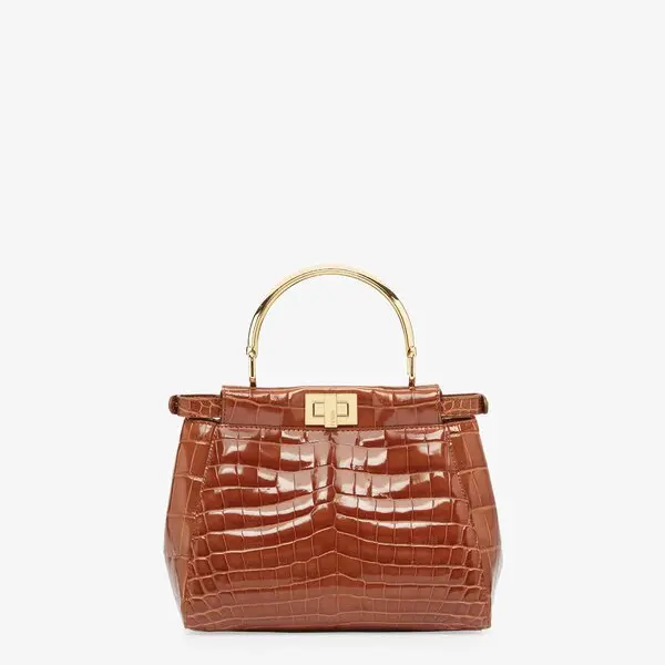 Fendi Peekaboo Mini Crocodile Bag - Brown