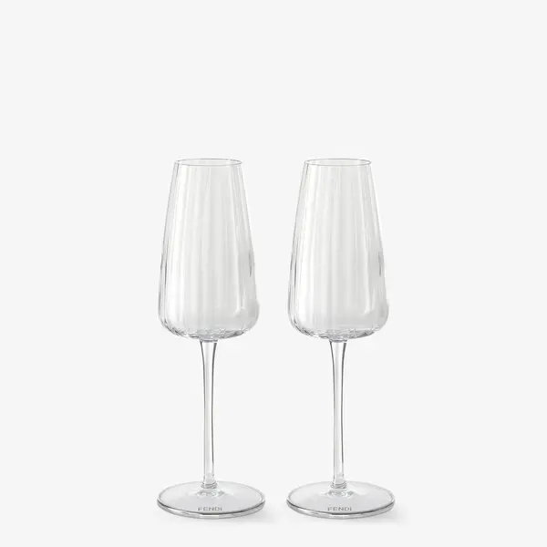 Fendi Set Of Two Roma Flute Glasses - Transparent