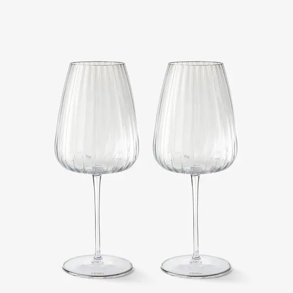 Fendi Set Of Two Red Wine Glasses - Transparent