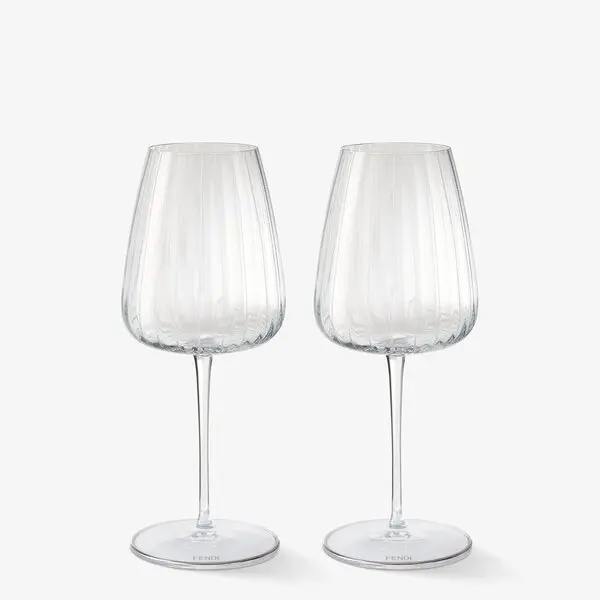 Fendi Roma Set Of Two White Wine Glasses - Transparent