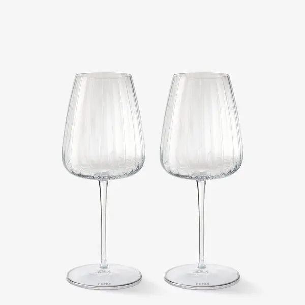 Fendi Roma Set Of Two White Wine Glasses - Transparent