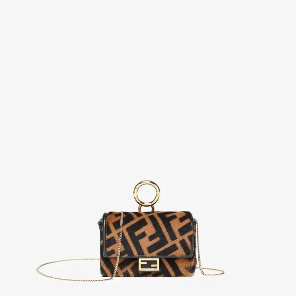 Fendi Nano Baguette Charm With Ff Motif - Brown