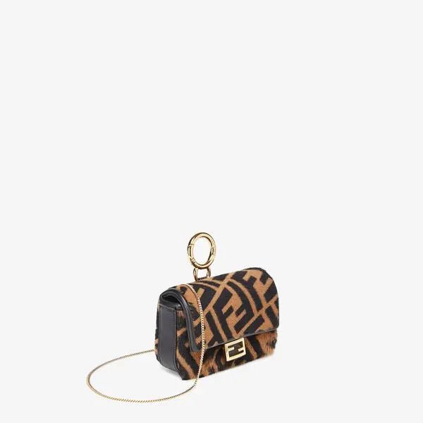 Fendi Nano Baguette Charm With Ff Motif - Brown