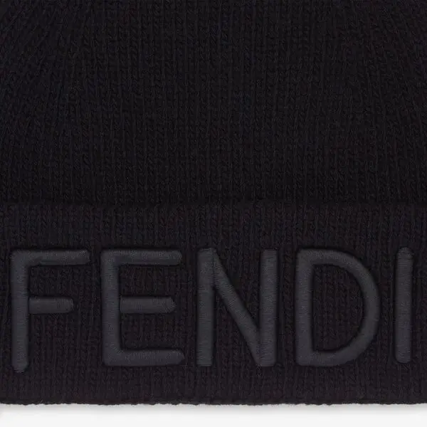 Fendi Wool Beanie With Embroidered Logo