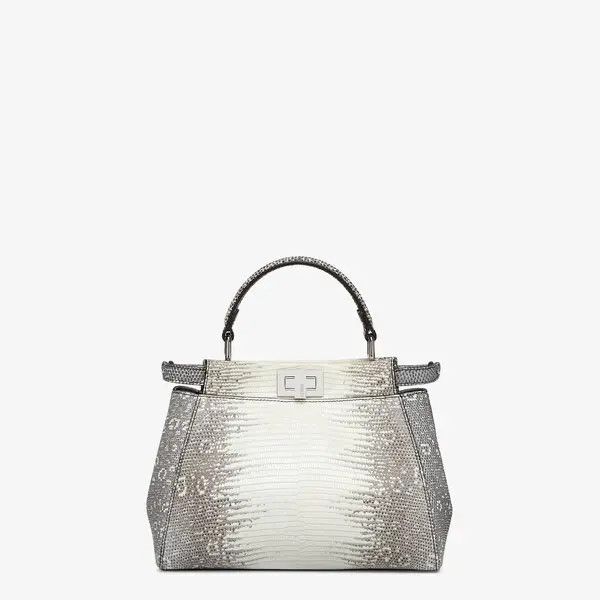 Fendi Peekaboo Mini Lizard Leather Bag - Grey