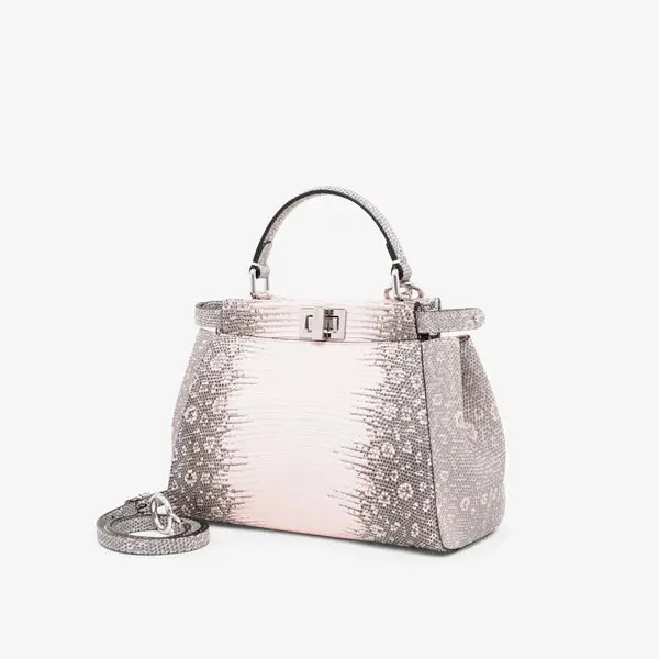 Fendi Peekaboo Mini Gradient Lizard Top Handle Bag - Pink