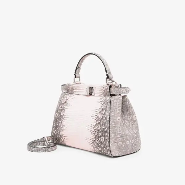 Fendi Peekaboo Mini Gradient Lizard Top Handle Bag - Pink