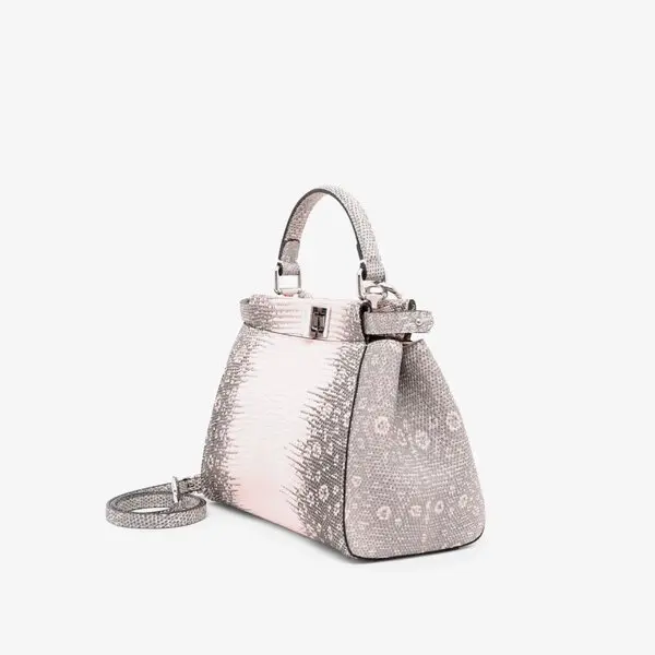 Fendi Peekaboo Mini Gradient Lizard Top Handle Bag - Pink