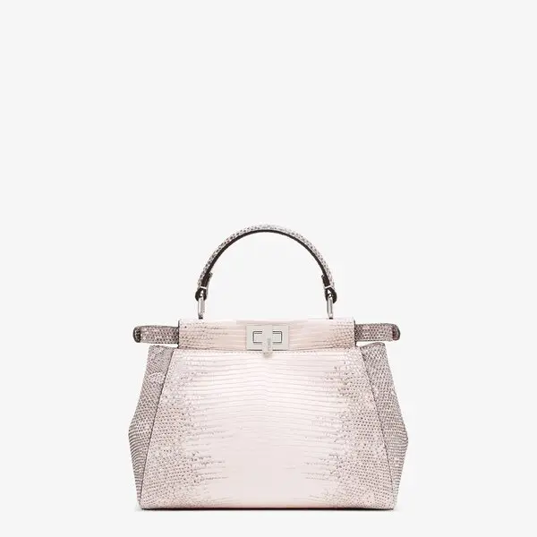 Fendi Peekaboo Mini Gradient Lizard Top Handle Bag - Pink