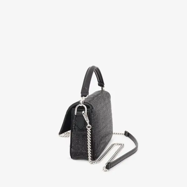 Fendi Baguette Mini Suede Crystal Embellished Bag