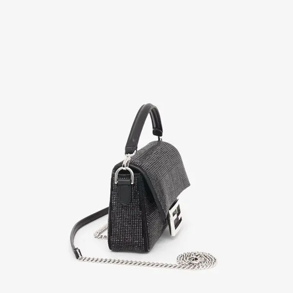 Fendi Baguette Mini Suede Crystal Embellished Bag