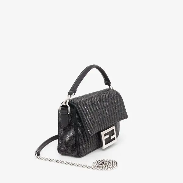 Fendi Baguette Mini Suede Crystal Embellished Bag