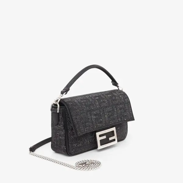 Fendi Baguette Mini Suede Crystal Embellished Bag
