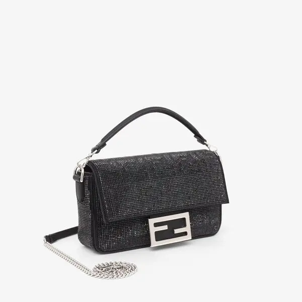 Fendi Baguette Mini Suede Crystal Embellished Bag