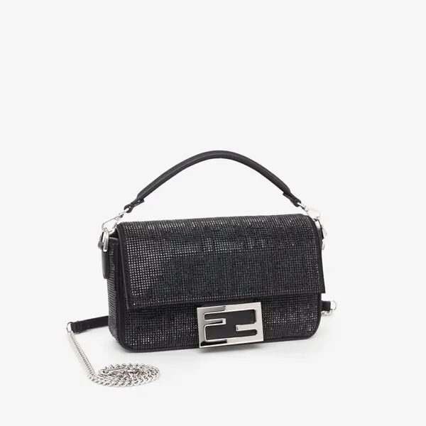 Fendi Baguette Mini Suede Crystal Embellished Bag