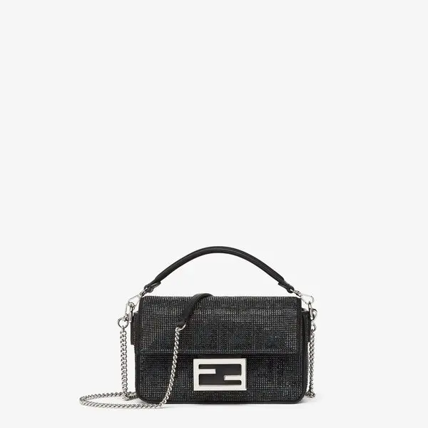 Fendi Baguette Mini Suede Crystal Embellished Bag