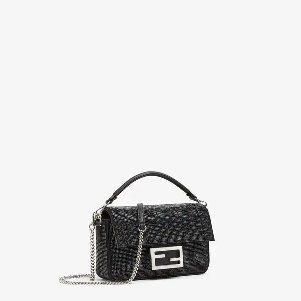 Fendi Baguette Mini Suede Crystal Embellished Bag