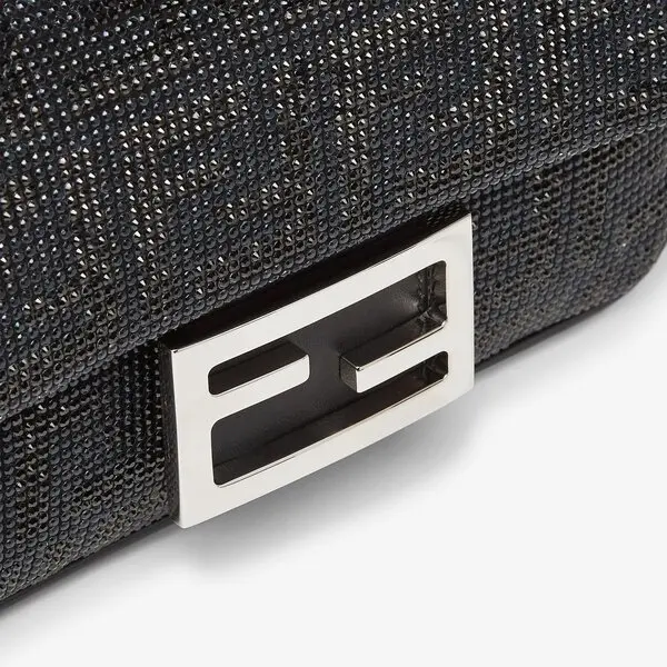 Fendi Baguette Mini Suede Crystal Embellished Bag