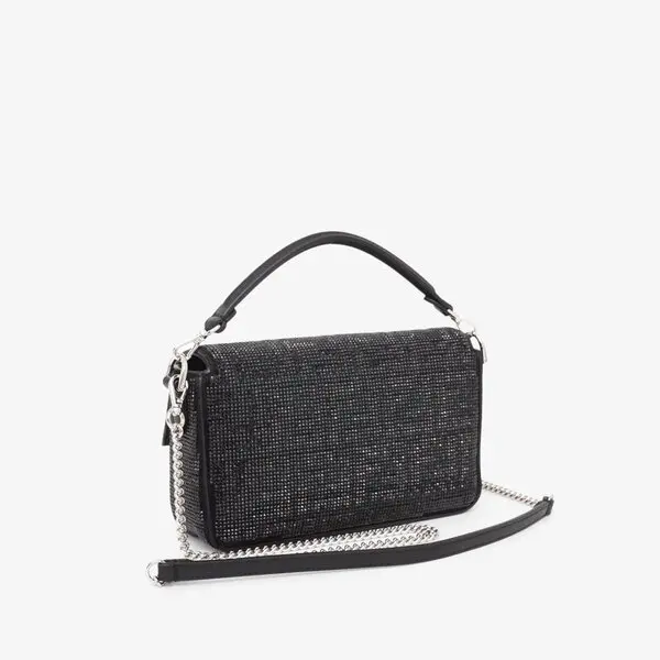 Fendi Baguette Mini Suede Crystal Embellished Bag