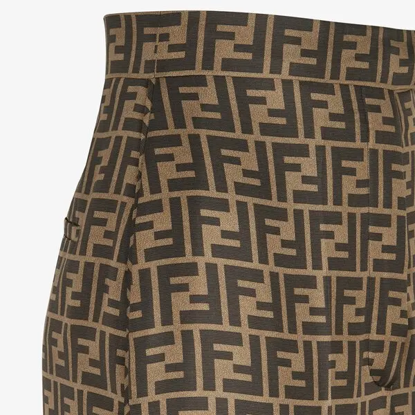 Fendi High-waisted Palazzo Trousers With Ff Motif - Brown