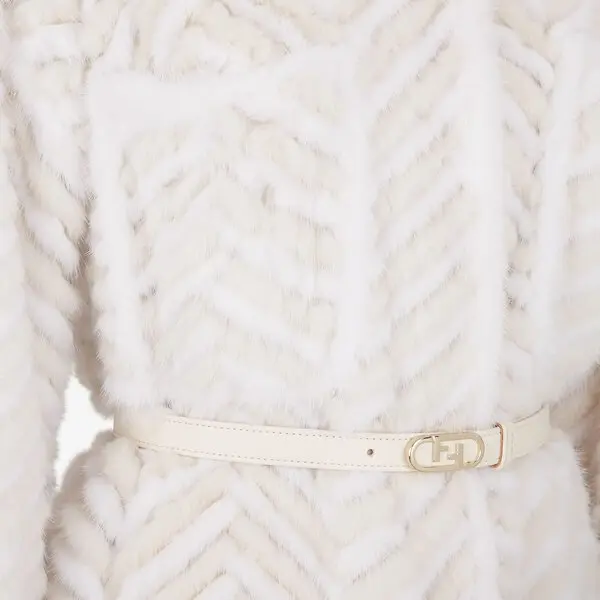 Fendi Single-breasted Mink Jacket With Chevron Motif
